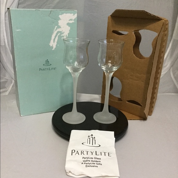 PartyLite | Accents | Partylite Iced Crystal Pair Candle Holders Nib ...